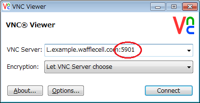VNC Viewer → The connection was refused by the host computer | Waffle Cell サポート Q&A